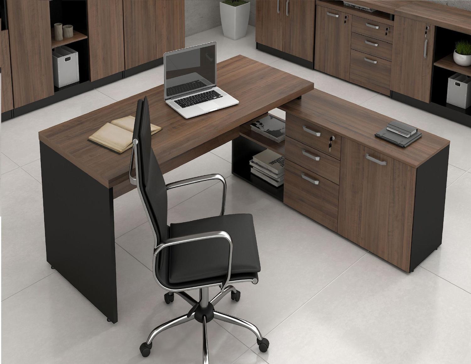 Mesa Presidente 1,90 x 1,60 C/ Armário Web40 Ameixa / Preto - Andrezini ...