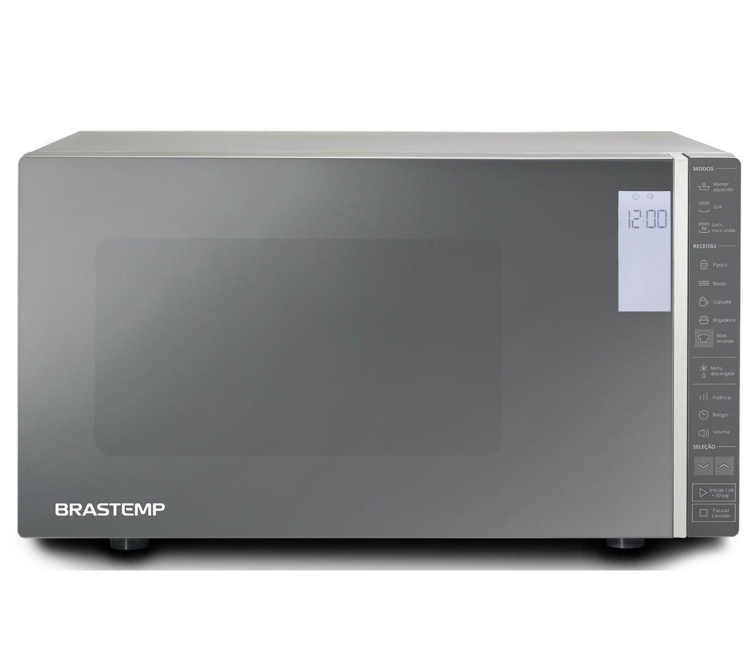 Micro-ondas Brastemp 32 Litros cor Inox Espelhado com Grill e Painel ...
