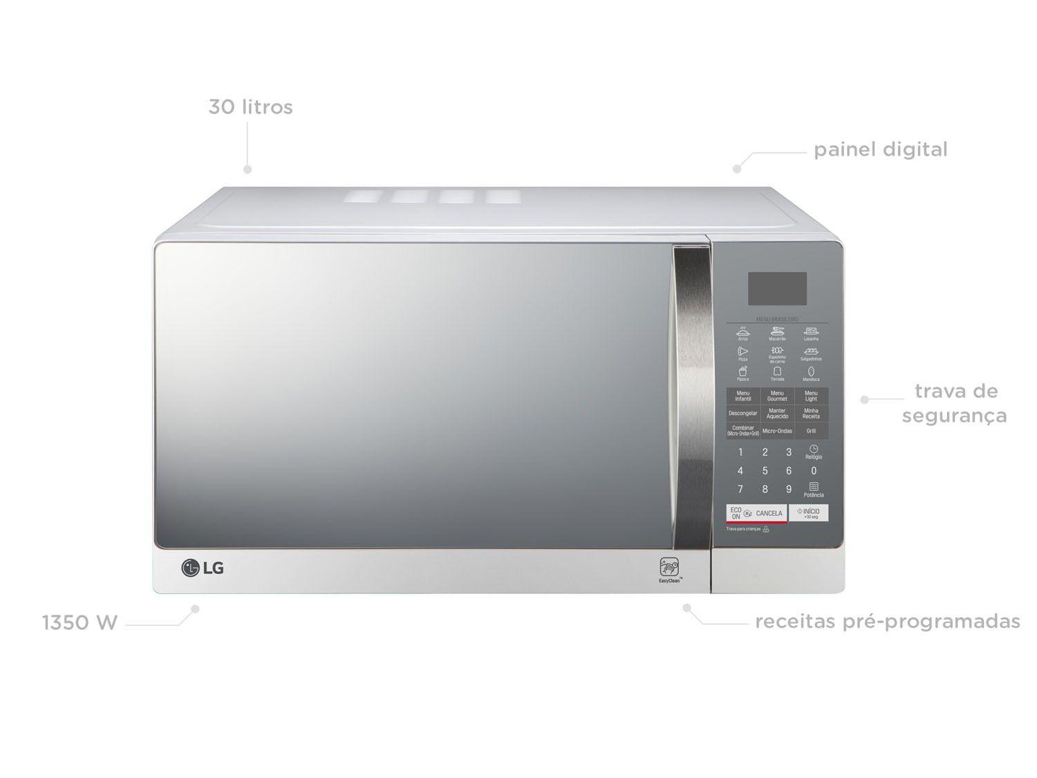 Micro-ondas LG 30L com Grill - MH7057Q - Micro-ondas - Magazine Luiza