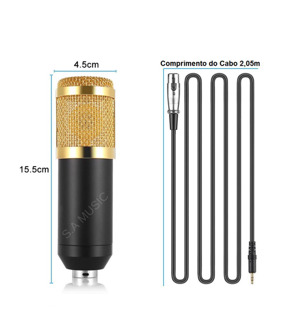 Microfone Condensador BM800 + Pop Filter Filtro + Aranha - Andowl ...