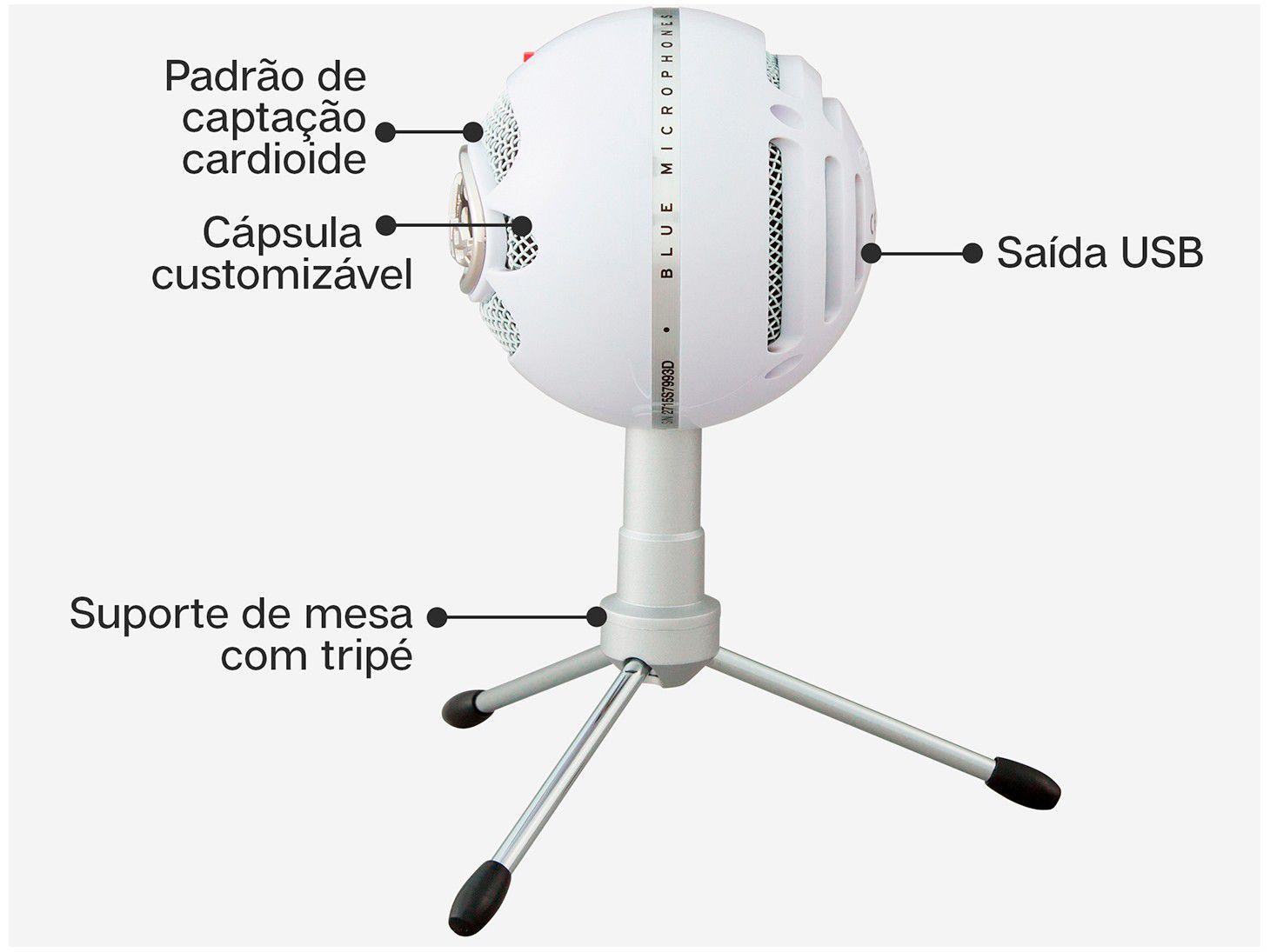 Microfone Condensador Streaming Blue - Snowball Ice USB com Tripé ...