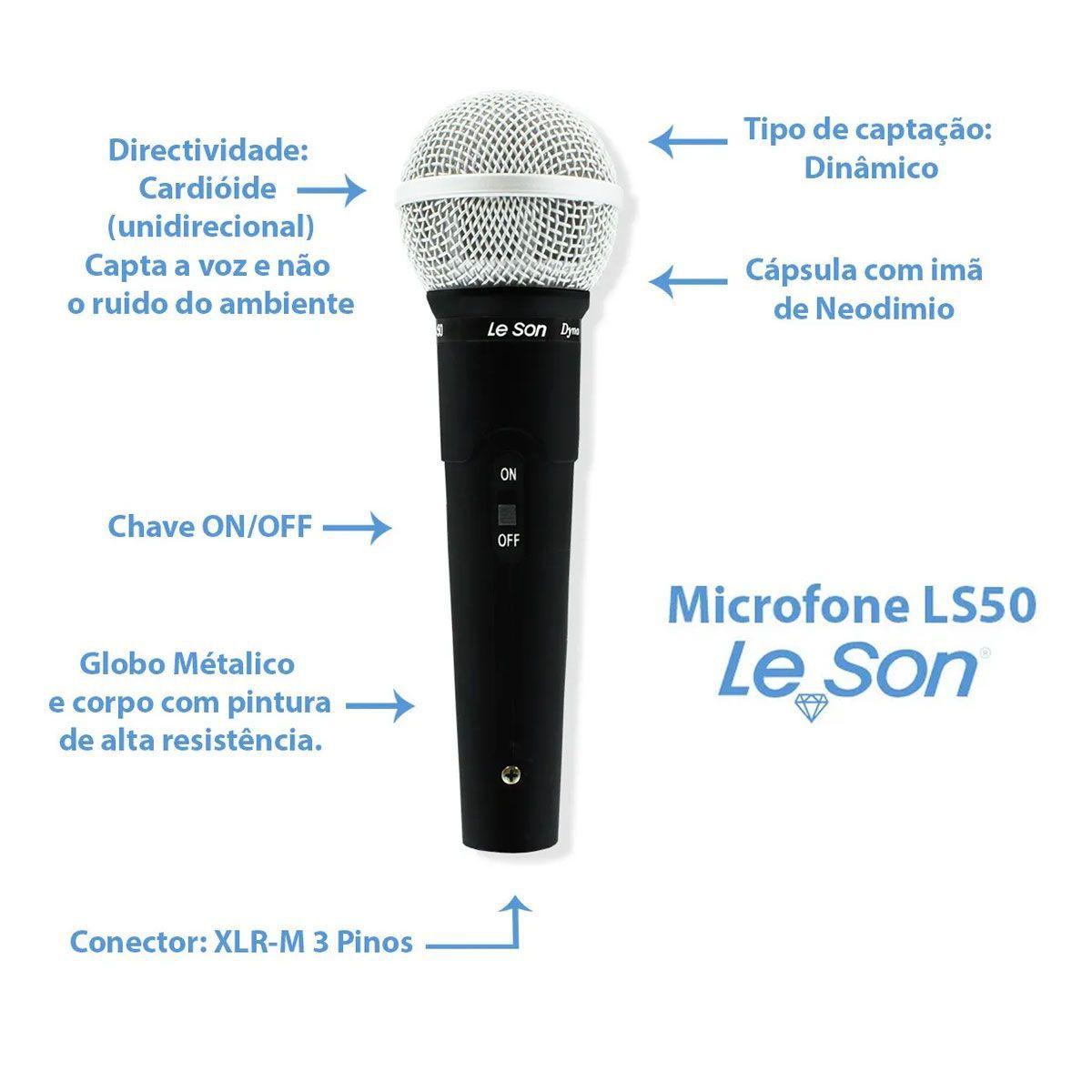Microfone De Mão Le Son Ls50 Profissional - Cabo Não Incluso ...