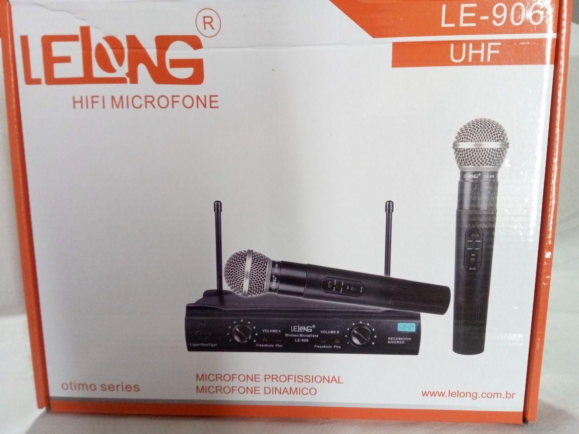 Microfone Duplo Sem Fio UHF Wireless Profissional LE-906 - Lelong - Microfone Dinâmico ...
