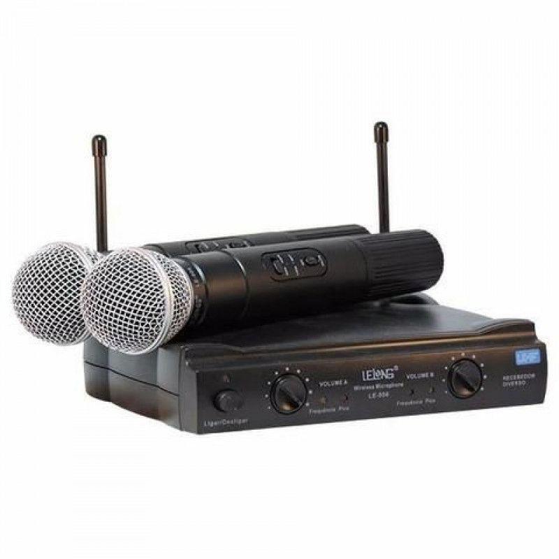 Microfone Duplo Sem Fio UHF Wireless Profissional LE-906 - Lelong - Microfone Dinâmico ...