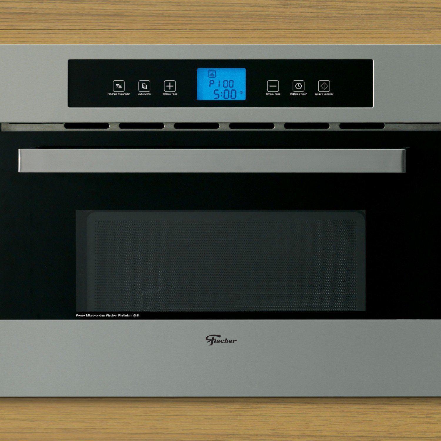 Microondas Inox de Embutir Platinium Grill 35L Fischer 220V Cinza ...