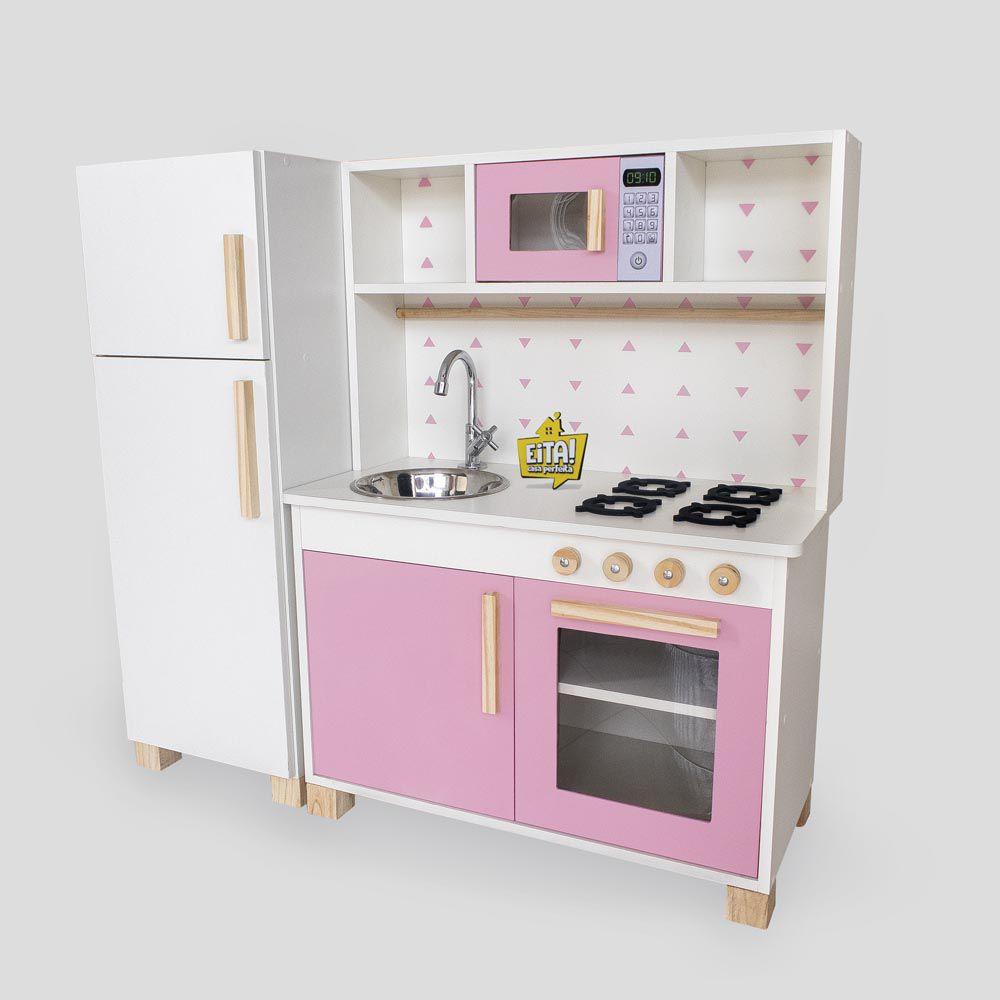 Mini Cozinha Mdf Infantil Completa Com Geladeira Rosa - Eita! casa perfeita - Cozinha Infantil ...