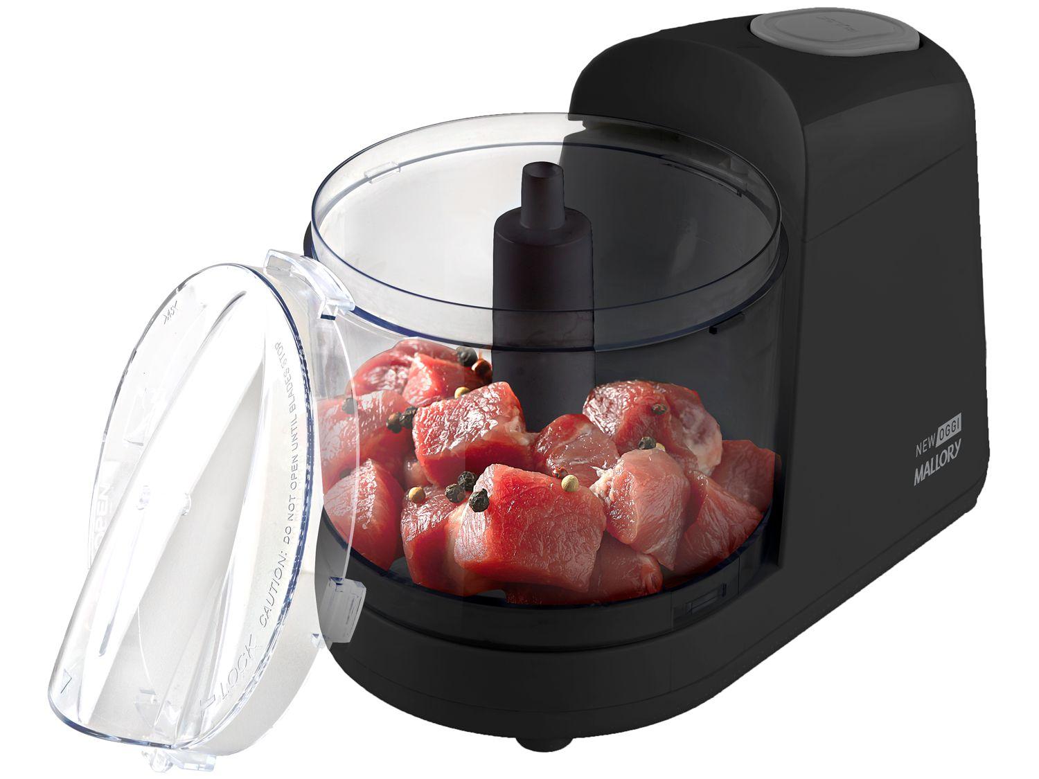 Mini Processador de Alimentos Mallory Preto New Oggi 3 em 1 150W