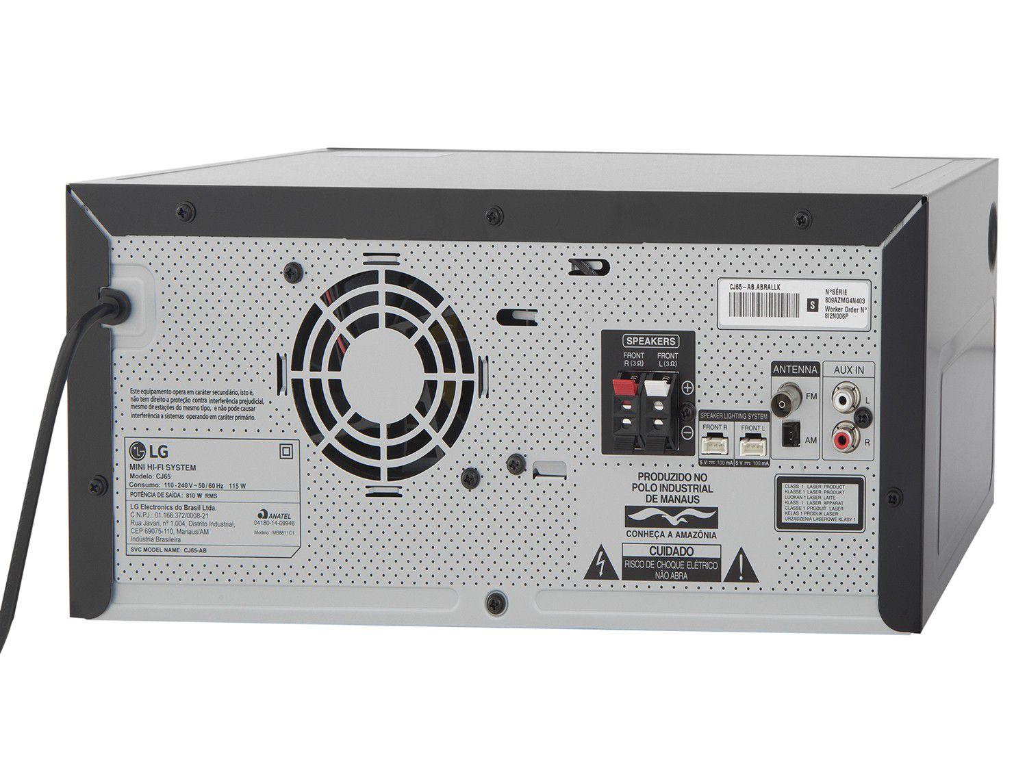 Mini System LG Bluetooth Dual USB MP3 CD Player - Rádio AM/FM 810W ...