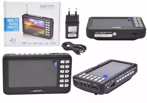 Mini Tv Digital Portátil HD Tela 4.3 USB Sd Rádio Fm Exbom - Rádio ...
