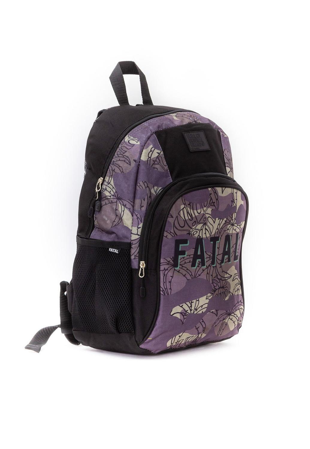Mochila Fatal Estampada Com Compartimento Lateral Big Logo Folhagem ...