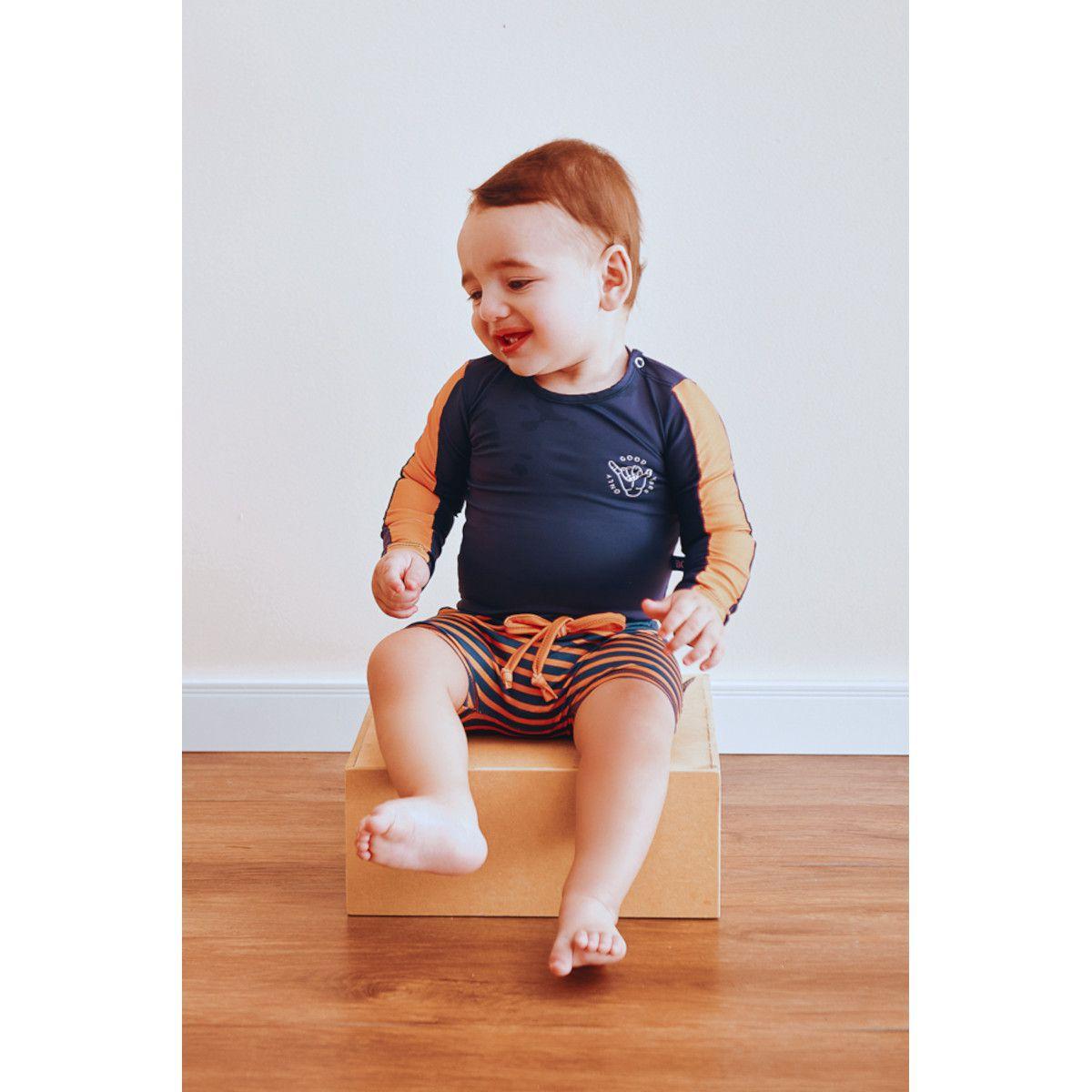 Moda Praia Bebê Conjunto Com Proteção Solar Body E Sunga - Baby Gut ...