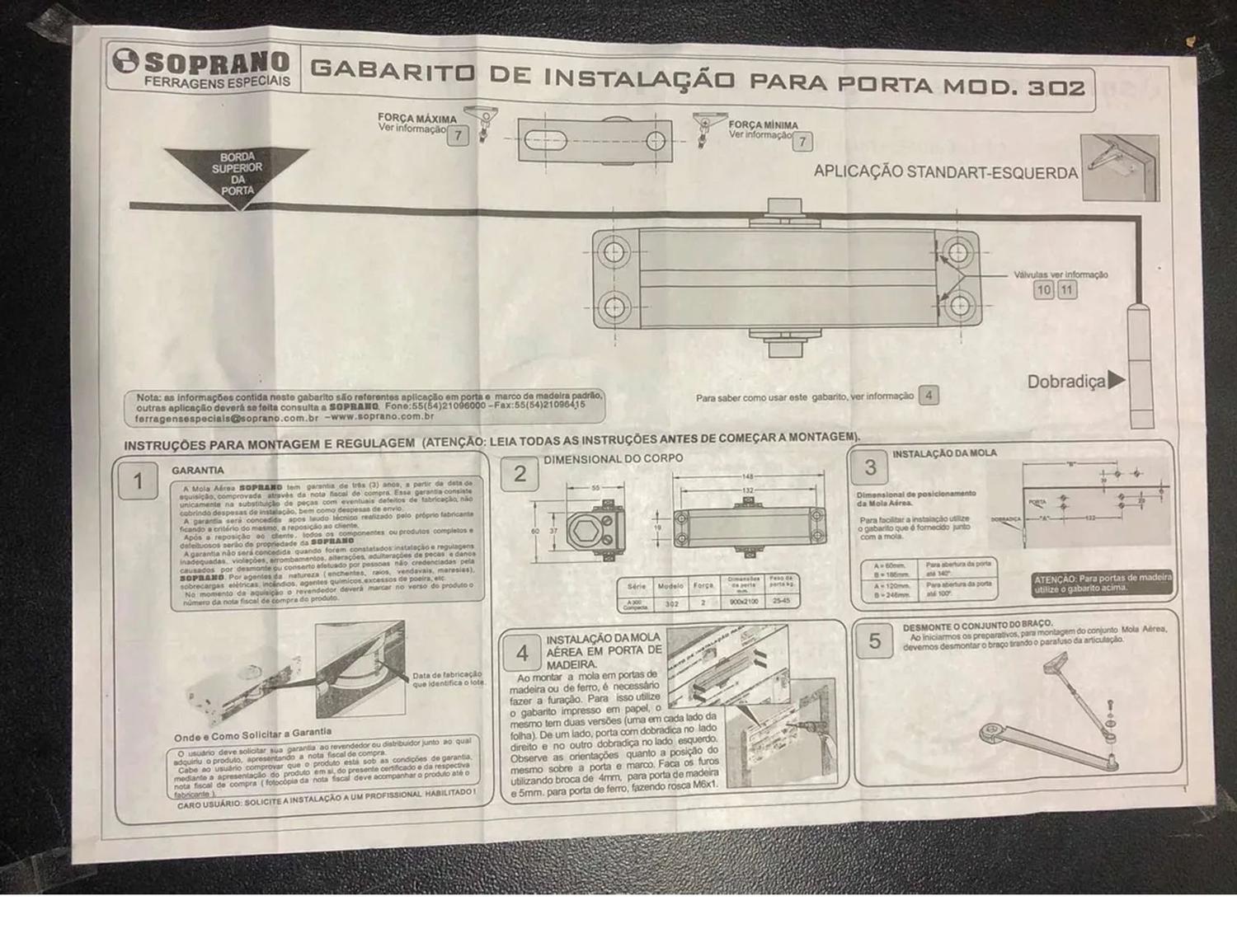 Mola Aérea Hidráulica Para Fechar Porta 302 Força 2 Soprano - Mola para ...