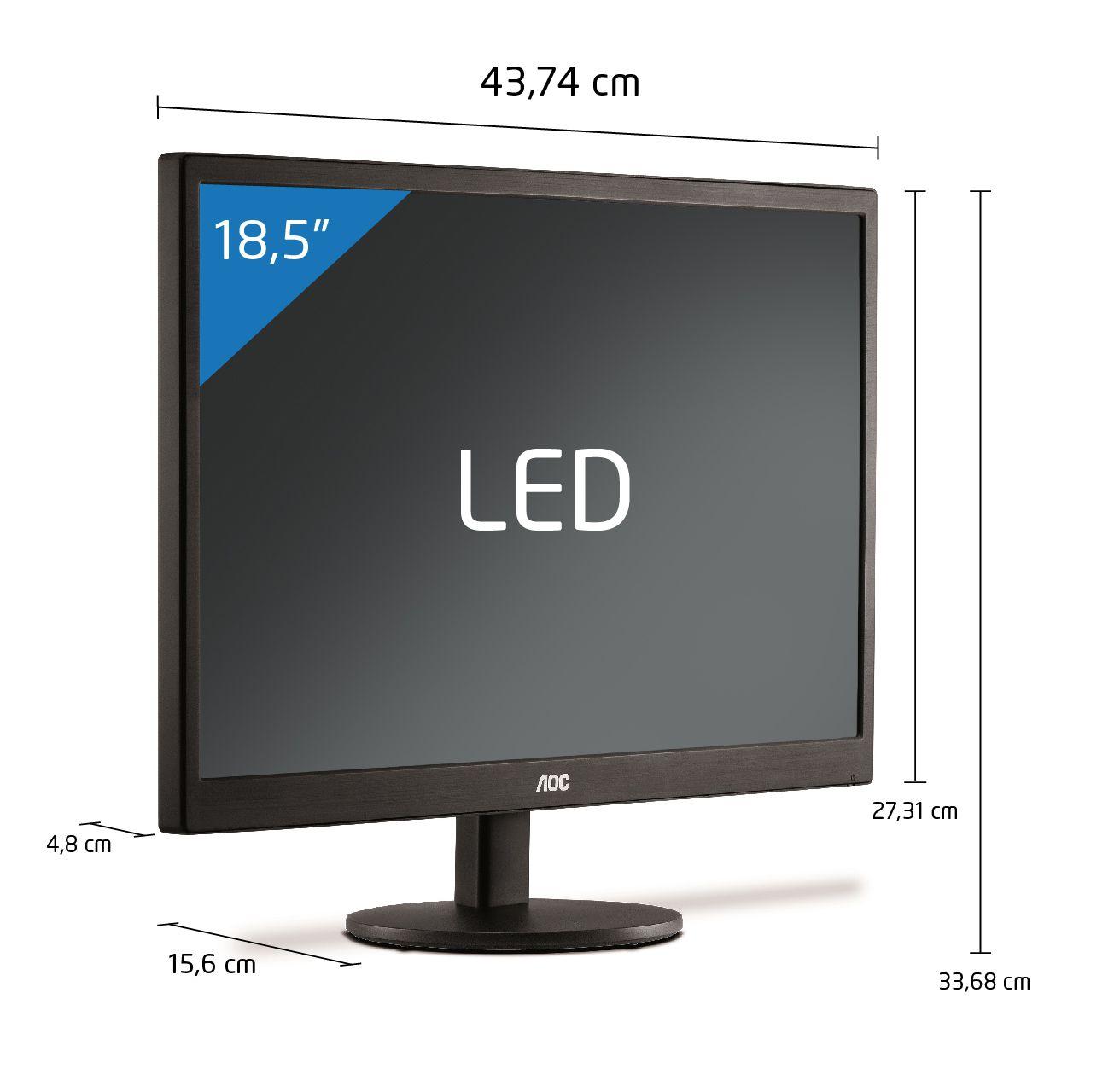 Monitor AOC LED 18,5 HD 1366x768 VGA - Monitor para Computador ...