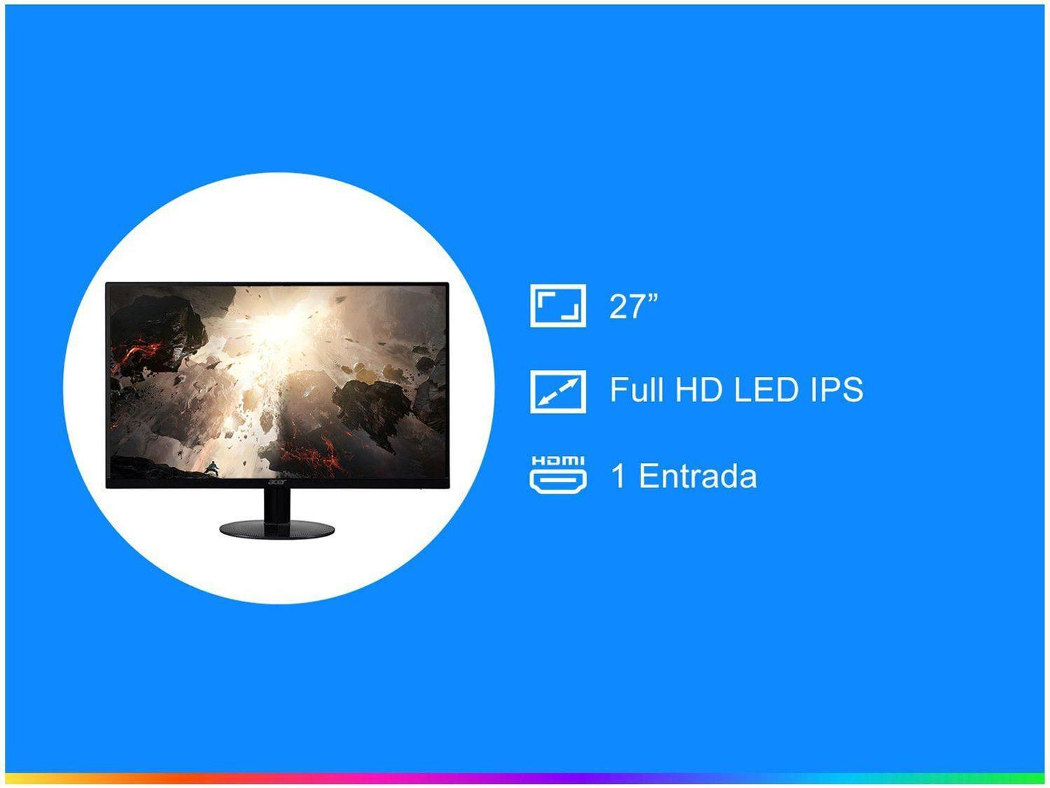 Monitor Gamer Acer SA270 27” LED Widescreen - Full HD 1 HDMI VGA IPS ...