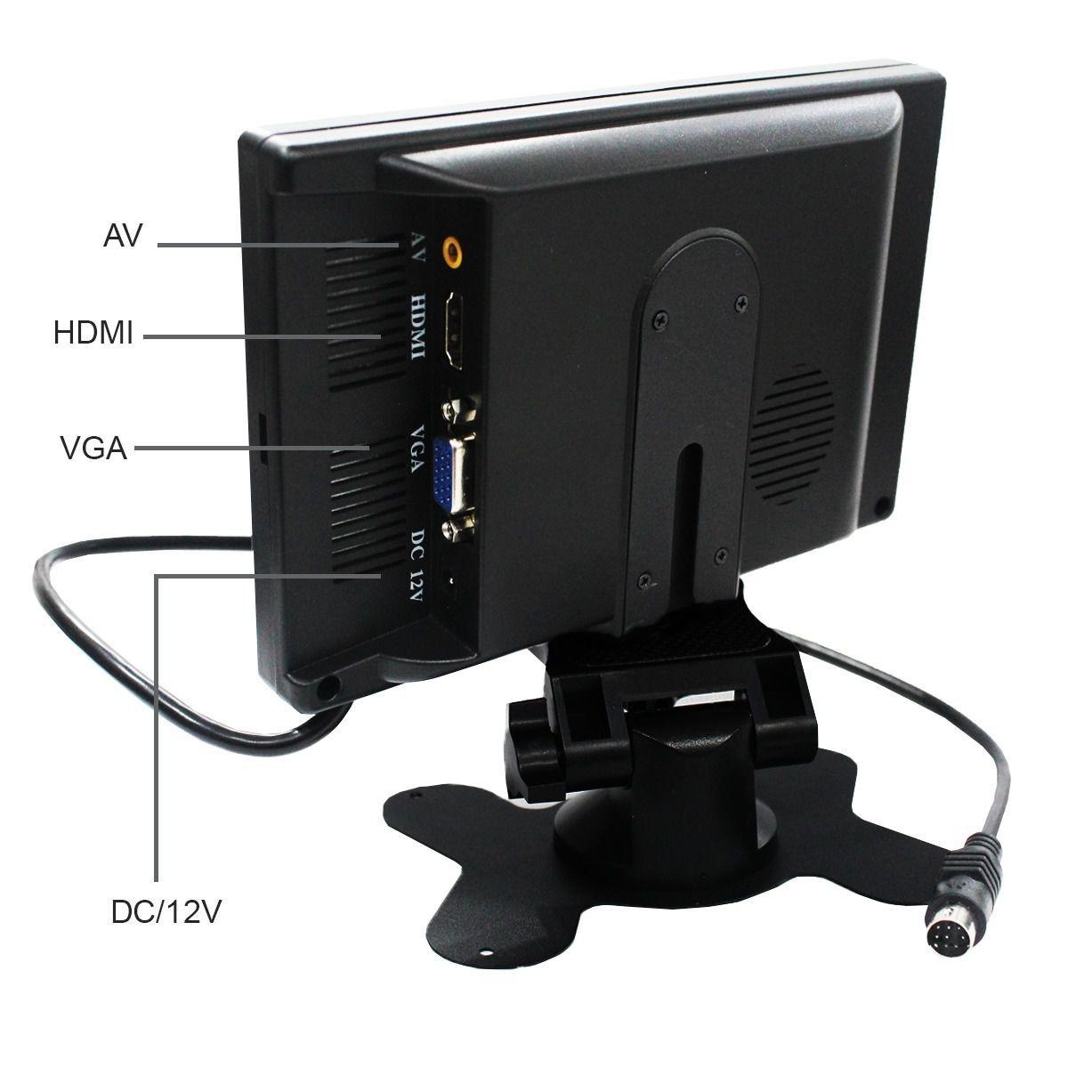 Monitor LCD Colorido 7 Polegadas Com Entrada HDMI - VGA - AV - Alta ...