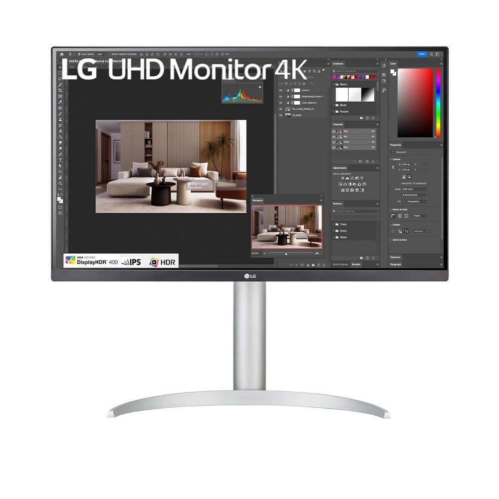 Monitor Profissional LG 27" UHD 4K, IPS, HDMI e DP, HDR400, FreeSync, DCI-P3 95%, Branco ...