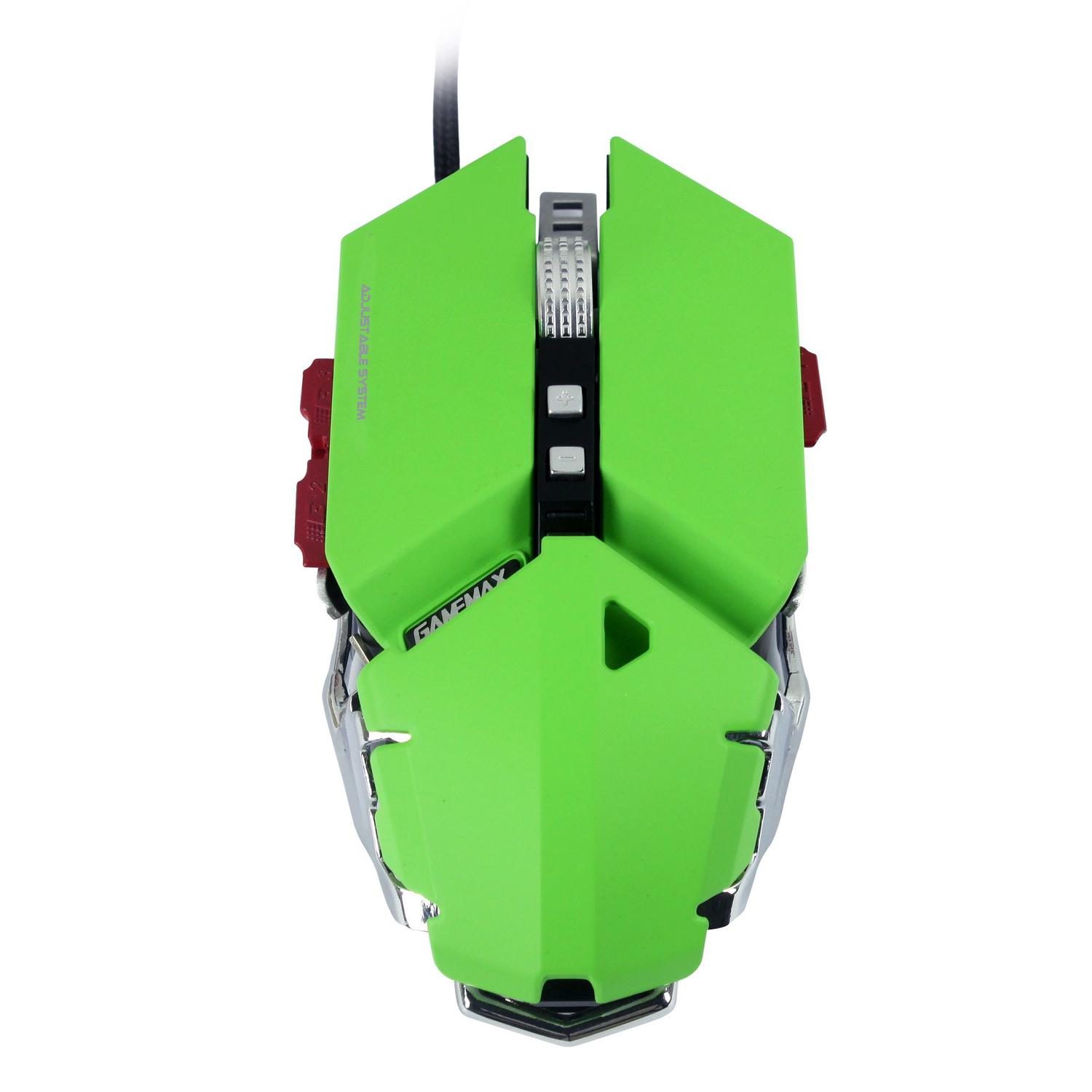 Mouse Gamer Gamemax GX9 Metal 4000dpi 10 Botoes Mecanico Usb Verde ...