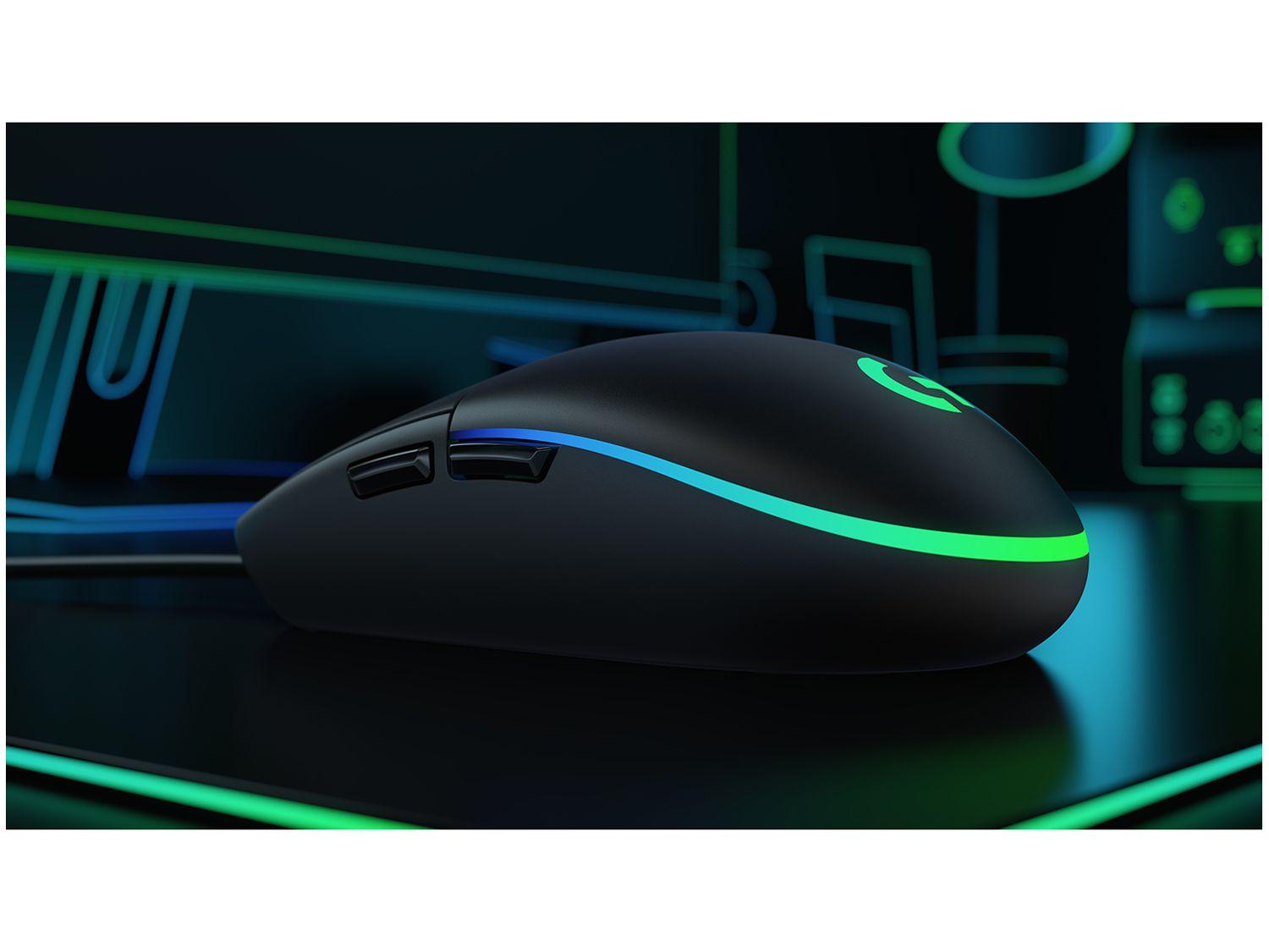 Mouse Gamer Lightsync RGB Logitech Óptico 8000DPI - 6 Botões G203 Preto ...