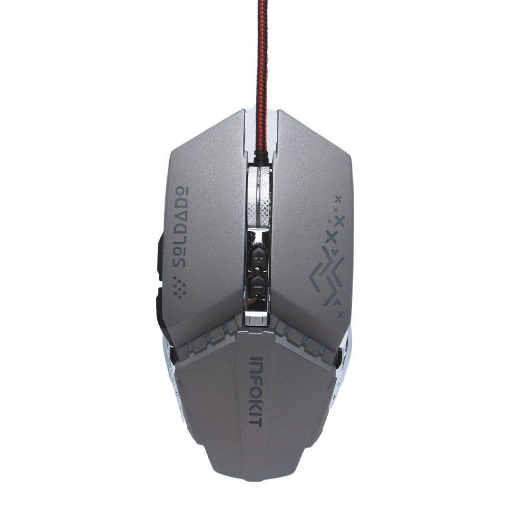 Mouse Gamer Óptico Usb 2400 Dpi Led Rgb Soldado 6x Botões - INFOKIT - Mouse Gamer - Magazine Luiza