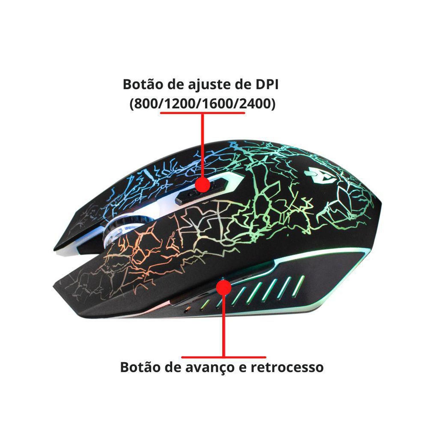 Mouse Gamer Rayden EG-104 2400 DPI 6 Botões LED Rainbow - Evolut ...