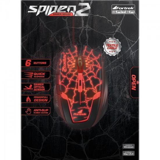 Mouse Gamer USB Spider 2 OM-705 PRETO/VERMELHO Fortrek - Mouse Gamer ...