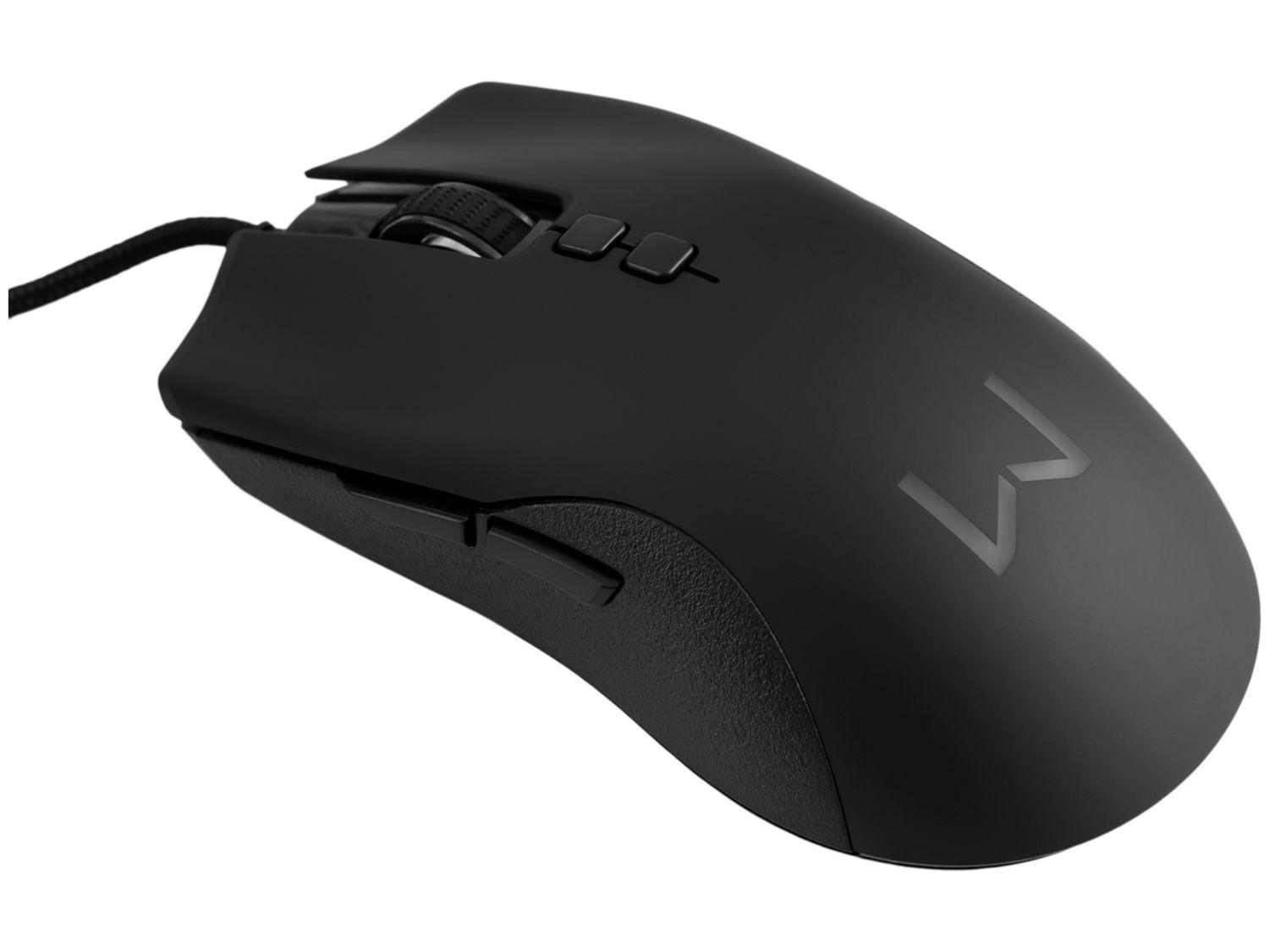 Mouse Gamer Warrior RGB Óptico 12000DPI 7 Botões Rush Preto