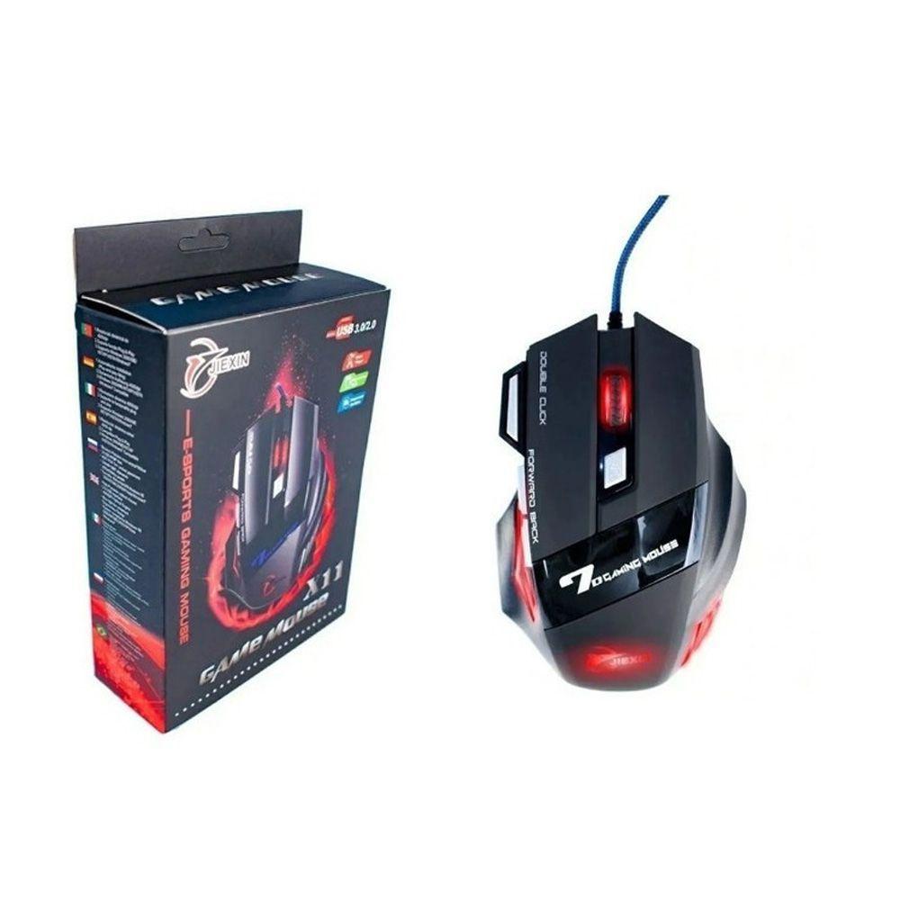 Mouse Optico Com Fio Gamer Ergonomico Hi-speed Led 7 Cores - Jiexin ...