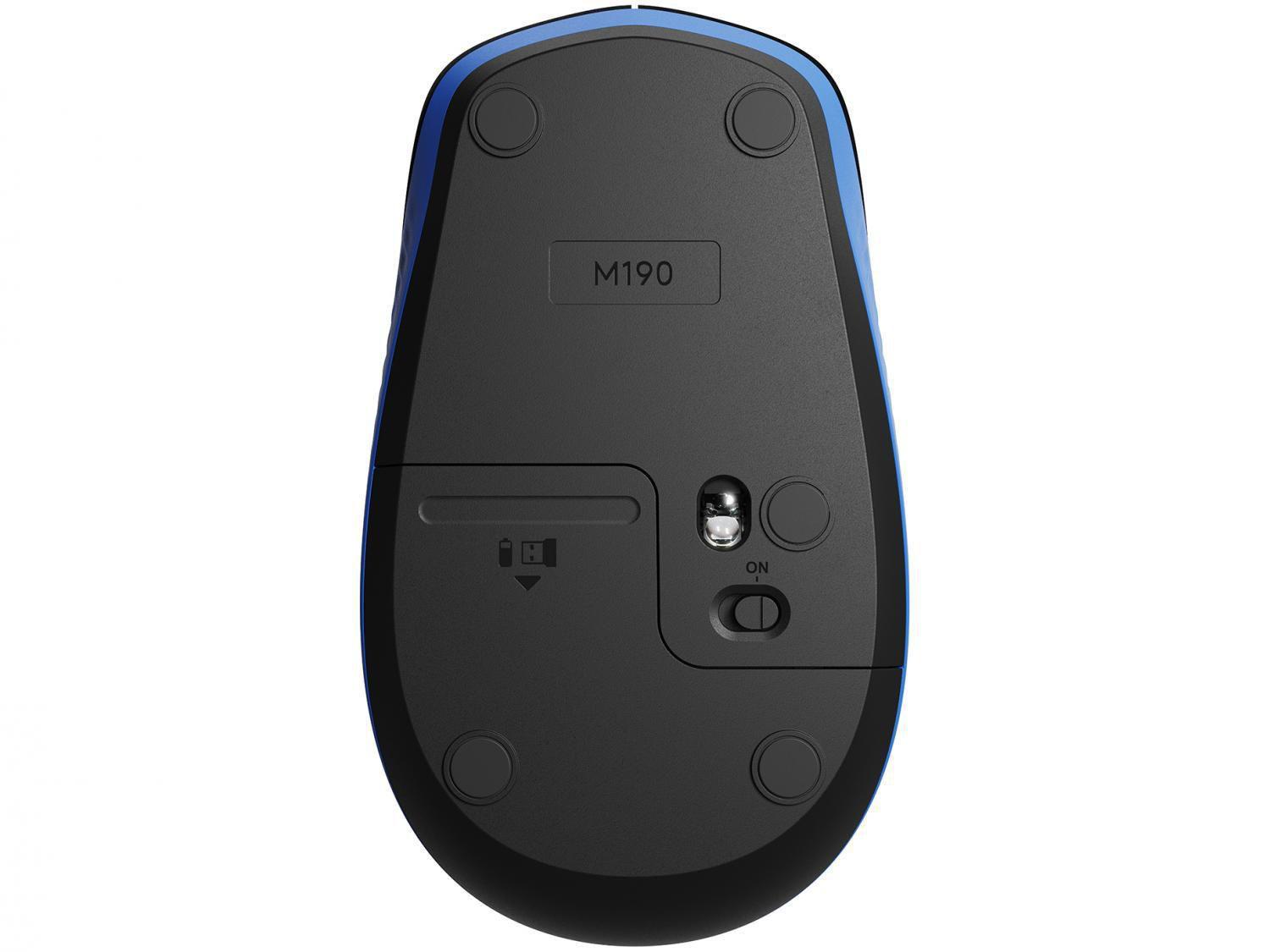 Mouse sem Fio Logitech Óptico 1000DPI - M190 Azul Original - Mouse ...