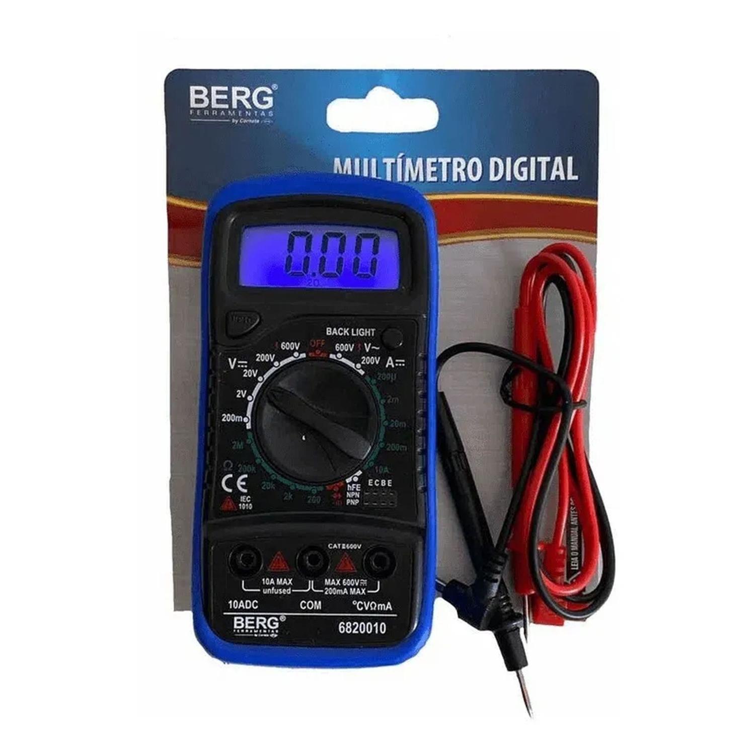 Multímetro Digital Portátil Visor Digital Iluminado - Corneta Berg ...