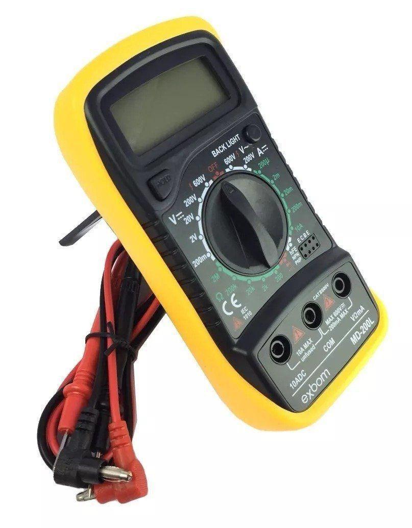 Multímetro Digital Profissional Portátil MD-200L - Exbom - Multímetro ...