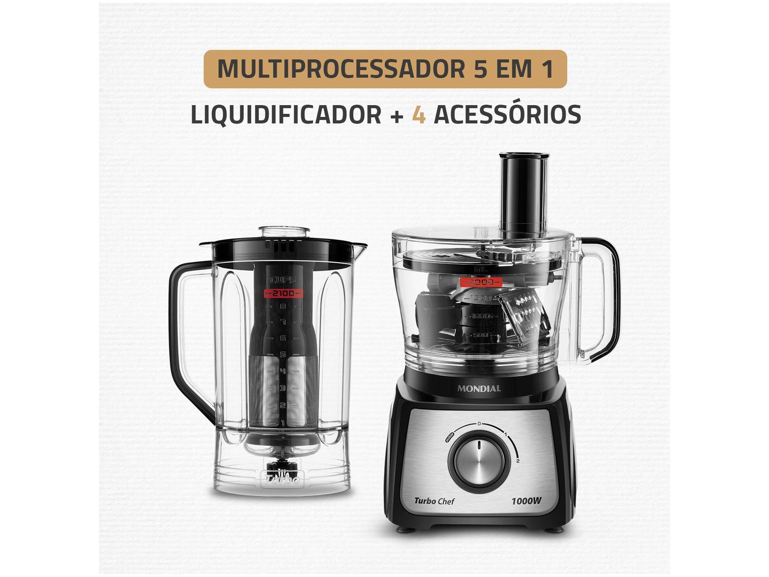 Multiprocessador de Alimentos Mondial Preto Turbo Chef MPN-01-B 5 ...
