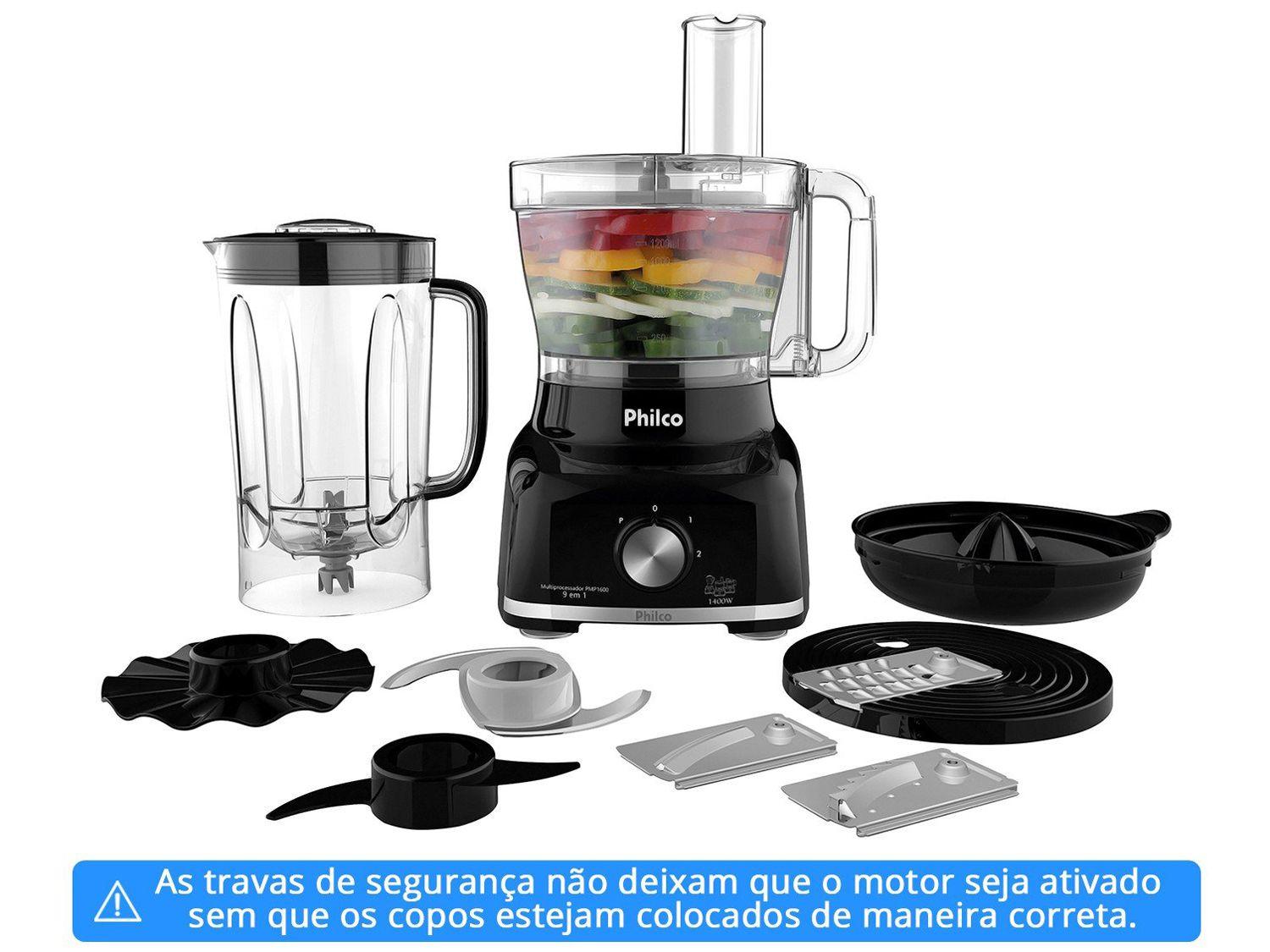 Multiprocessador de Alimentos Philco 1700W Preto PMP1600P 9 em 1