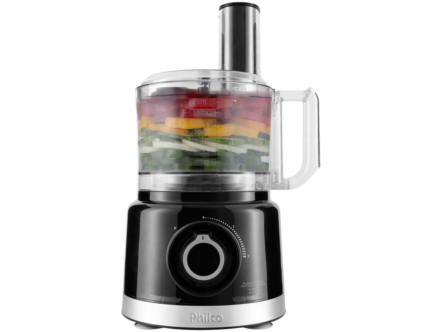 Multiprocessador de Alimentos Philco Preto PMP1550P Pro Turbo 6 em 1 900W