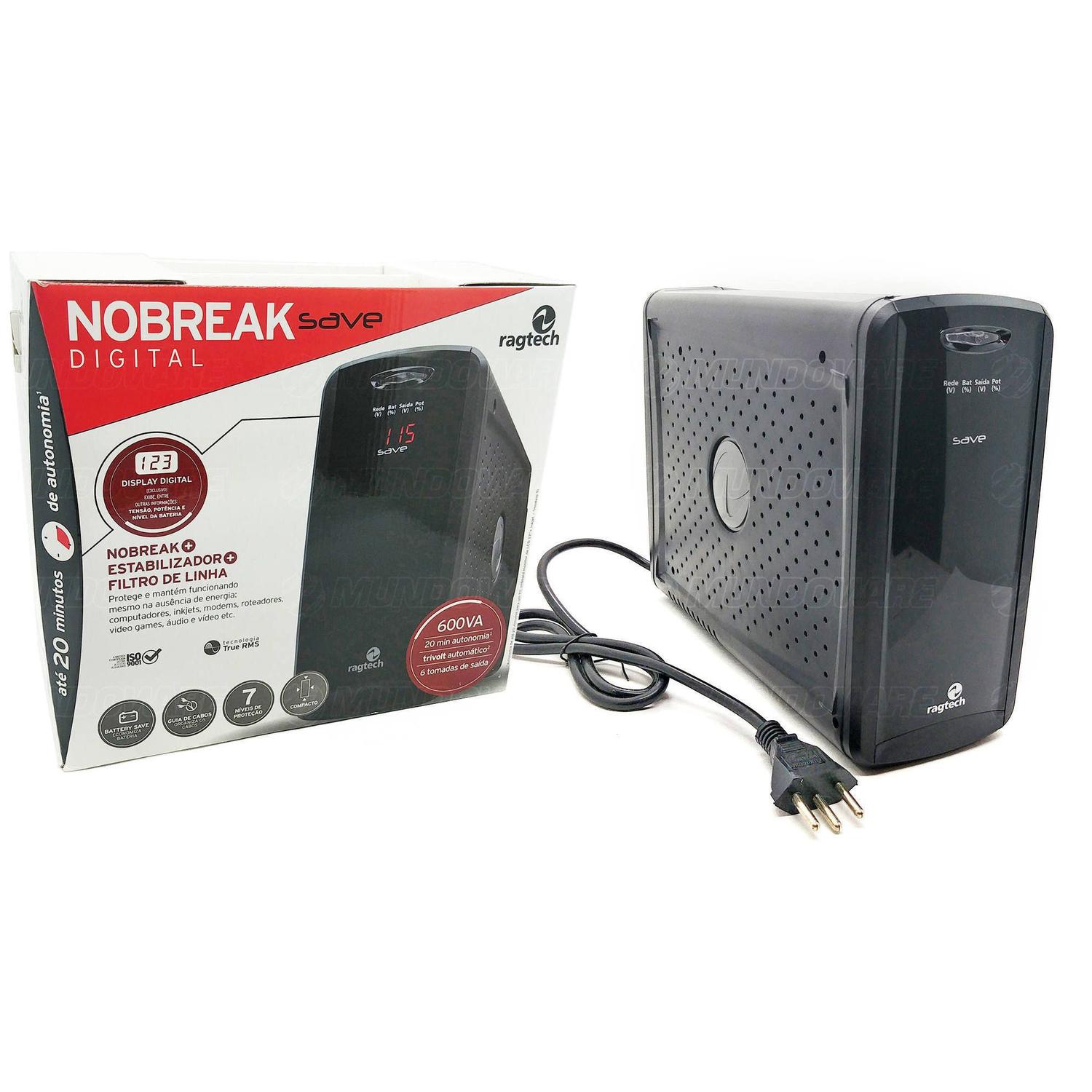 Nobreak 600VA com Display Digital 3 em 1 Troca Fácil de Bateria 6 ...