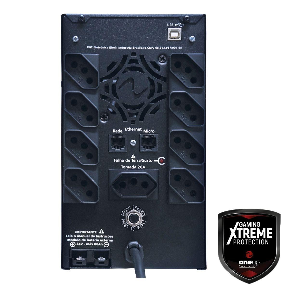 Nobreak Gamer Ragtech One Up Nitro 2000VA 60HZ entrada Trivolt (115-127-220V) saída 115V Painel ...