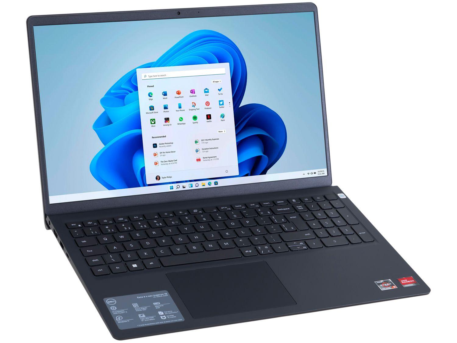 Notebook Dell Inspiron 15 3000 AMD Ryzen 5 8GB 512GB SSD 15,6” Full HD Windows 11 I15-A0505-A20P