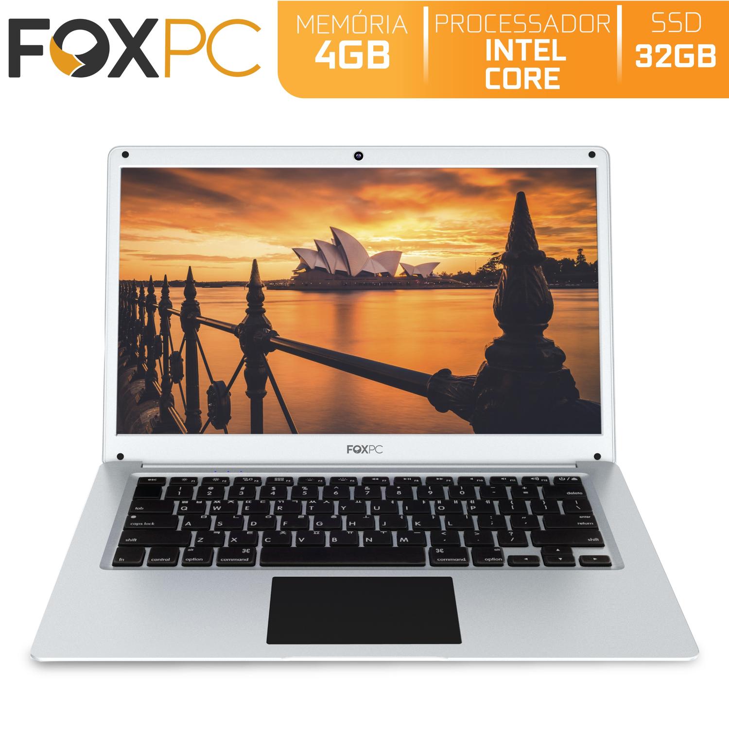 Notebook FoxPC Intel Quad Core 4GB 32GB SSD Tela 14” Cinza FPNB32-C ...