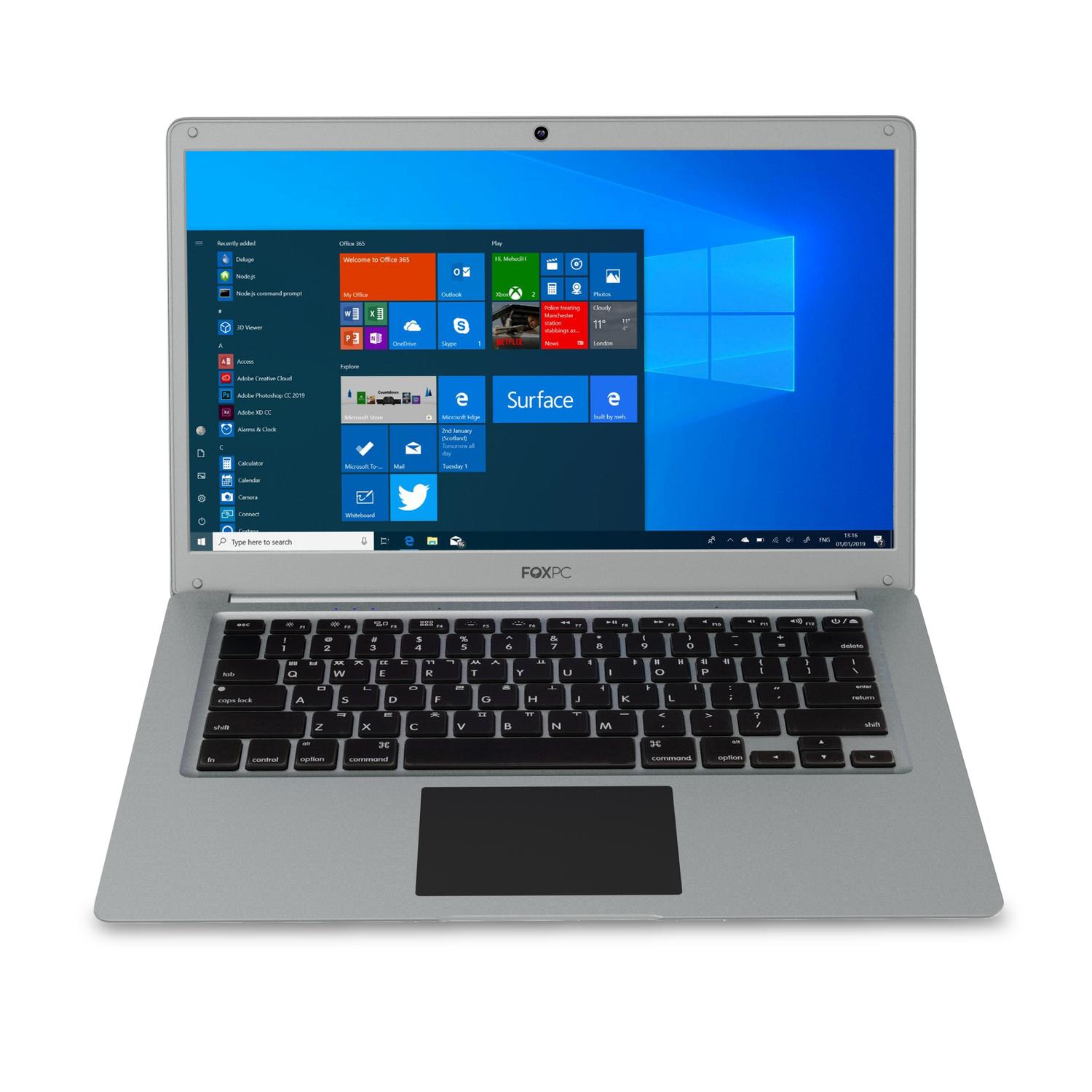 Notebook FoxPC Intel Quad Core 4GB 32GB SSD Tela 14” Windows 10 Prata ...