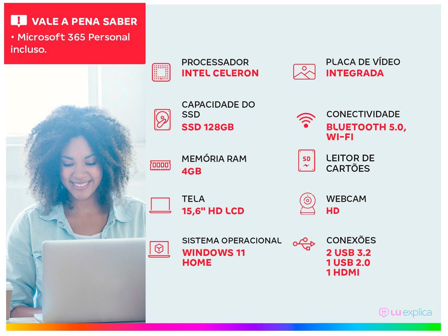 Notebook Lenovo Ideapad 3i Intel Celeron 4GB 128GB