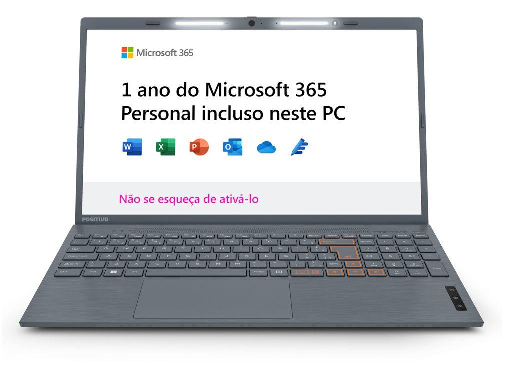 Notebook Positivo Vision C15 Intel Celeron 4GB 1 128GB 15,6” HD Windows 11 Microsoft 365 C4128A-1