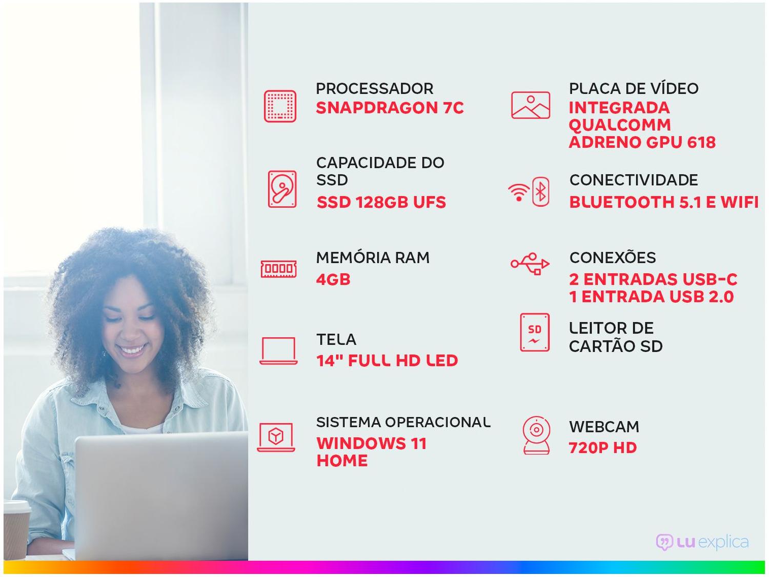 Notebook Samsung Galaxy Book Go Snapdragon 4GB