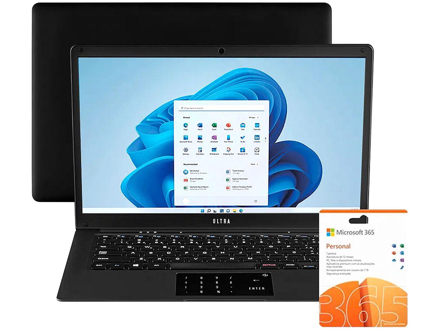 Notebook Ultra Intel Celeron 4GB 120GB SSD 14” Full HD Windows 11 ...