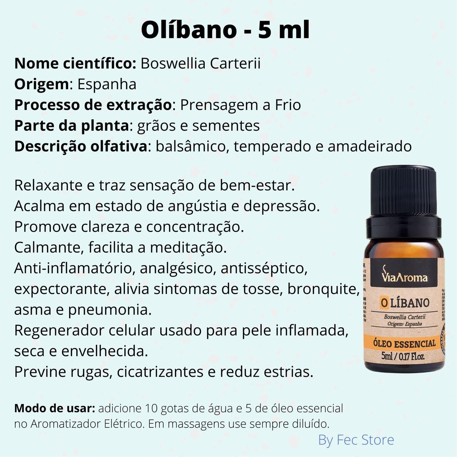 Óleo Essencial De Olibano Via Aroma 5ml - Óleos Essenciais - Magazine Luiza