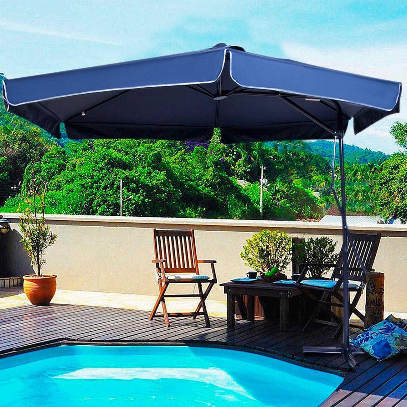 Ombrelone Suspenso com Regulagem 3 Metros Base e Estrutura em Aço e ...