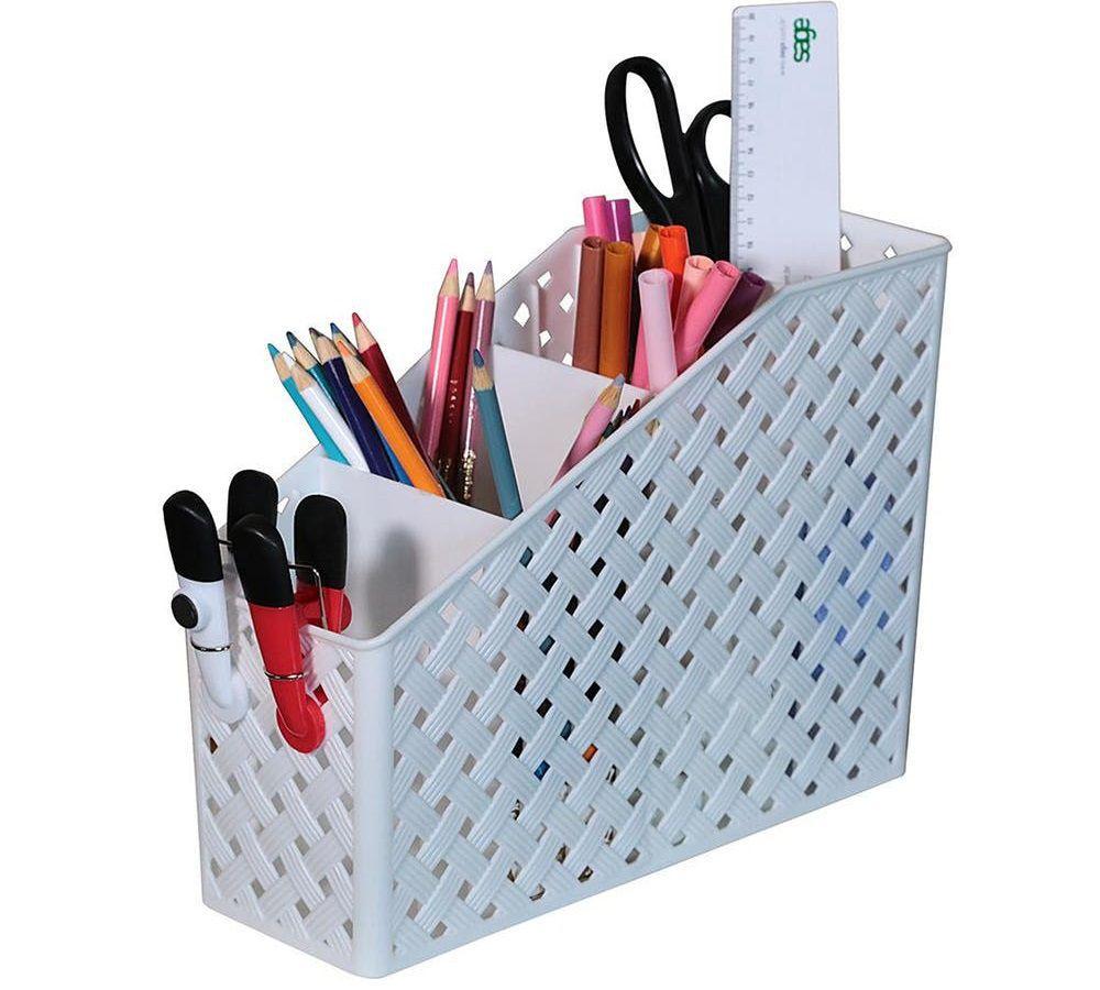Organizador plastico multiuso com 4 divisorias rattan branco - Pais ...