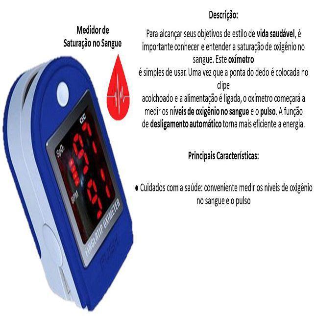 Oximetro Medidor de Saturação Sanguínea Digital - Oximeter - Oxímetro ...