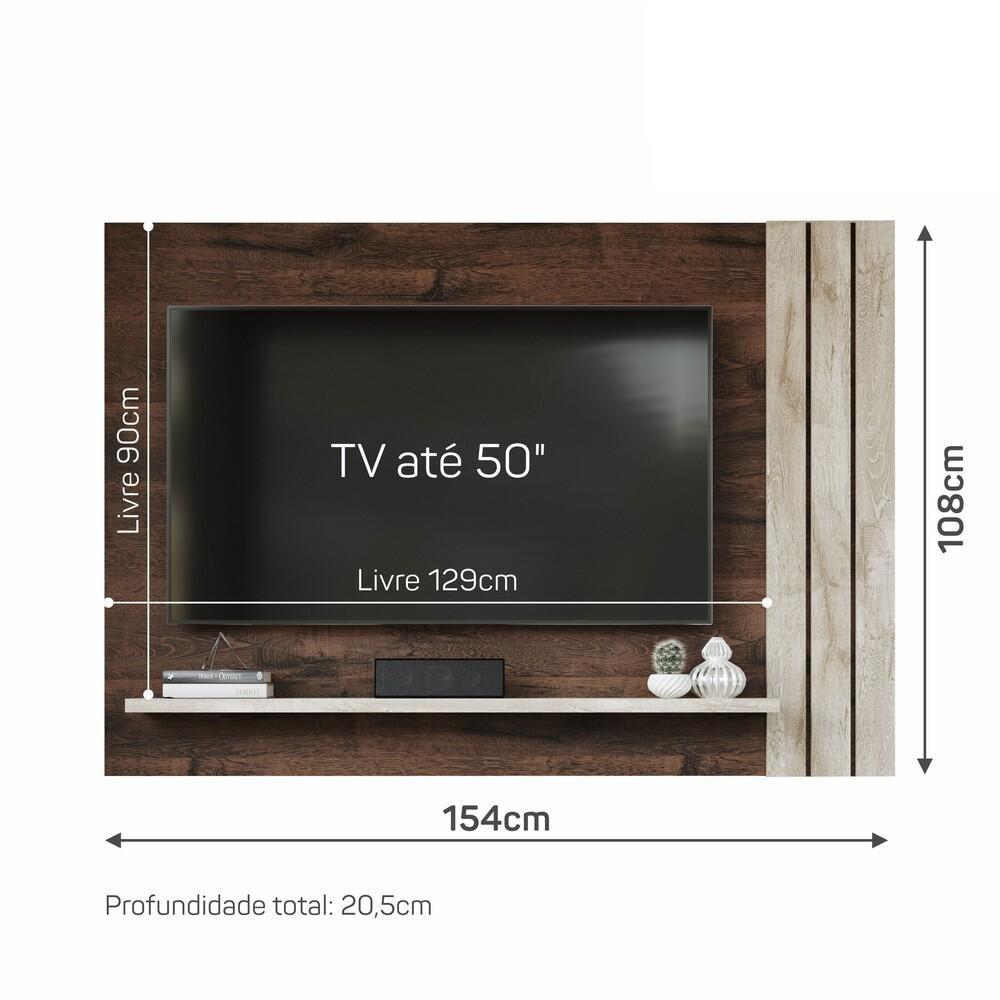 Painel Home Para TV até 50 Polegadas 154cm Marrom Rústico Café Cristal ...