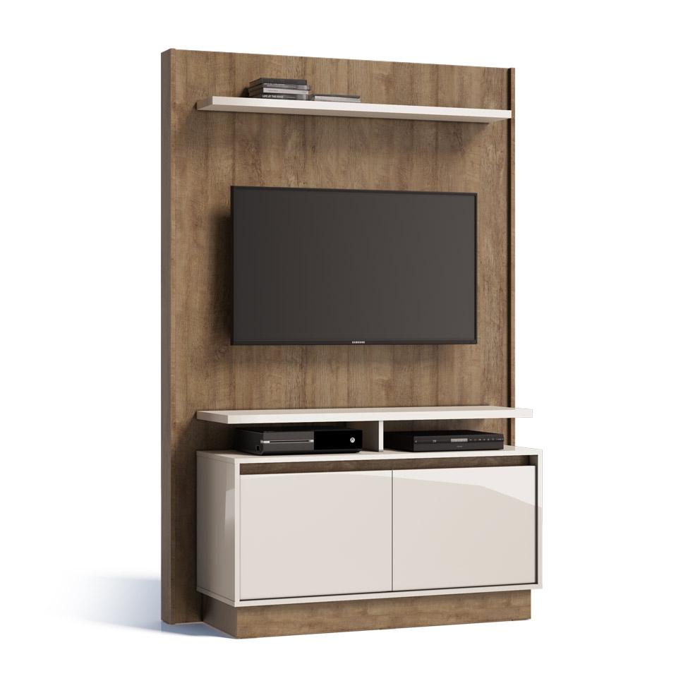 Painel para TV 40 Polegadas Fit Madeira Touch com Off White 122 cm - Imcal - Painel para TV ...