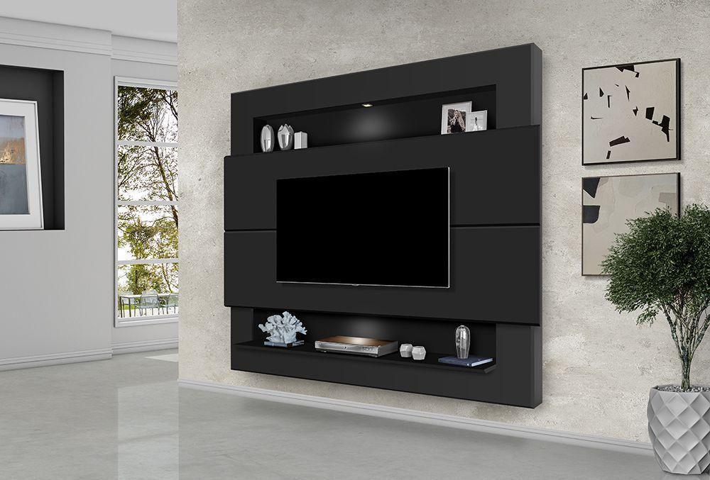 Painel Para TV 57 Polegadas Riviera Preto Fosco Luapa Móveis - Painel ...