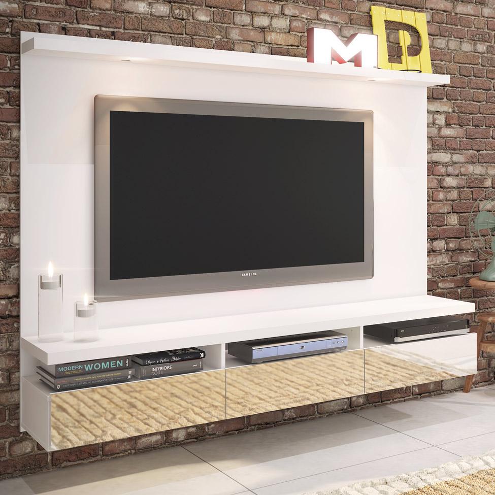 Painel para TV 60 Polegadas LED Aspen Branco 180 cm - Madesa - Painel ...